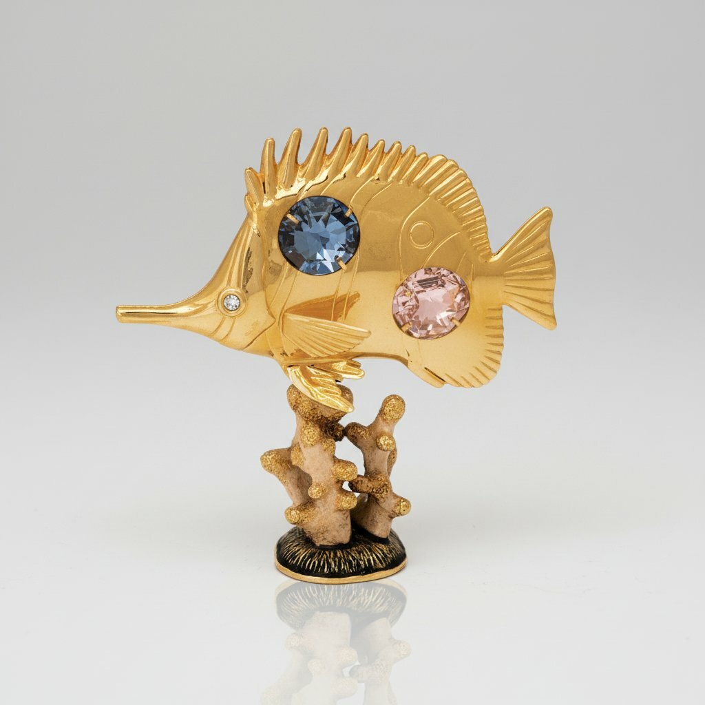 Фигурка на кораллах Рыбка-Барбус с цв. кр. A7889 Crystal Temptations, Металл, кристалл