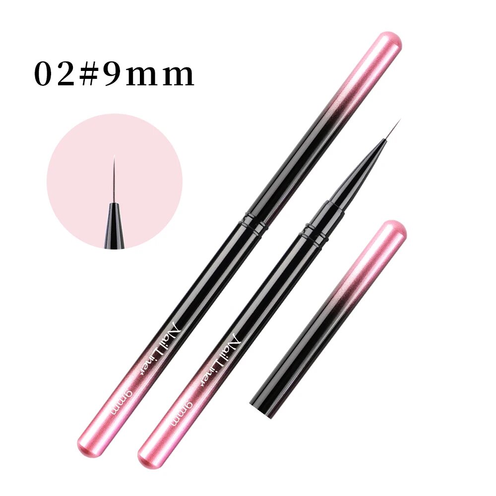 Кисть для дизайна ногтей черного цвета с металлической ручкой, акриловый УФ-гель, кисть для рисования маникюра «сделай сам», для градиентного дизайна