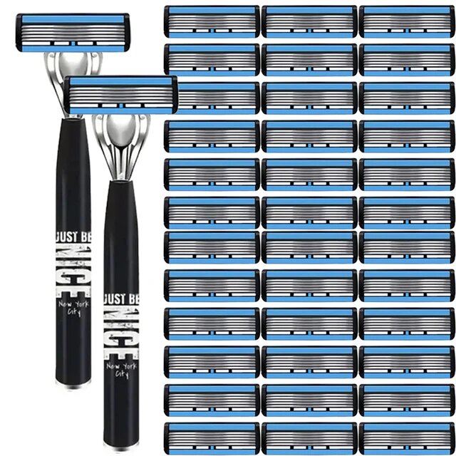 Бритва с 6 лезвиями из нержавеющей стали, классические мужские лезвия, съемные и многоразовые.