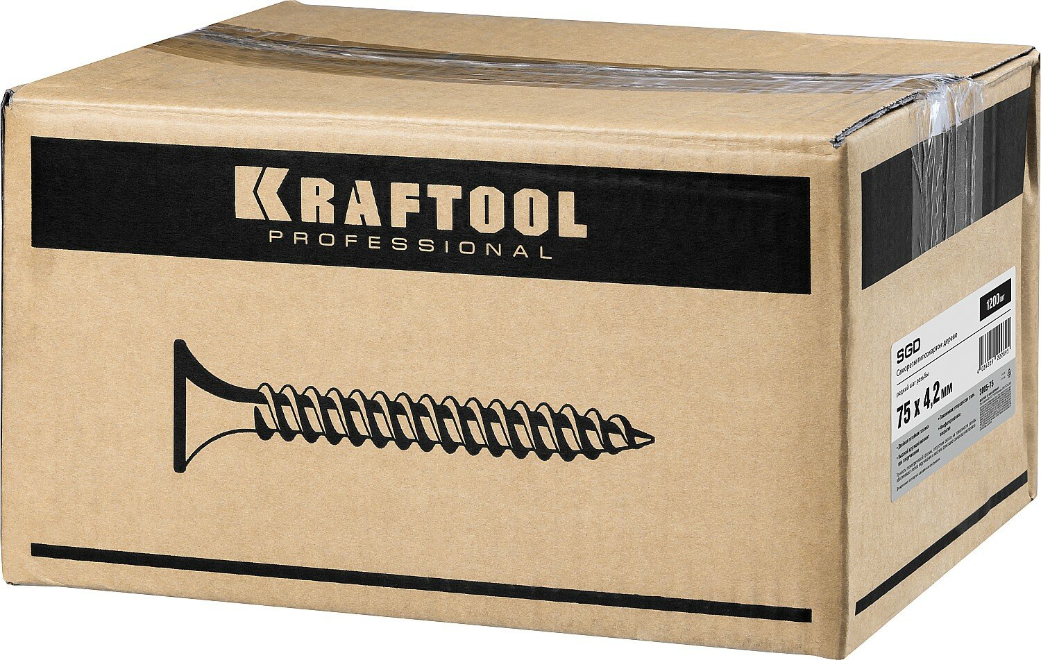 KRAFTOOL СГД, 75 х 4.2 мм, фосфатированное покрытие, 1200 шт (5,75 кг.), саморез гипсокартон-дерево (3005-75)
