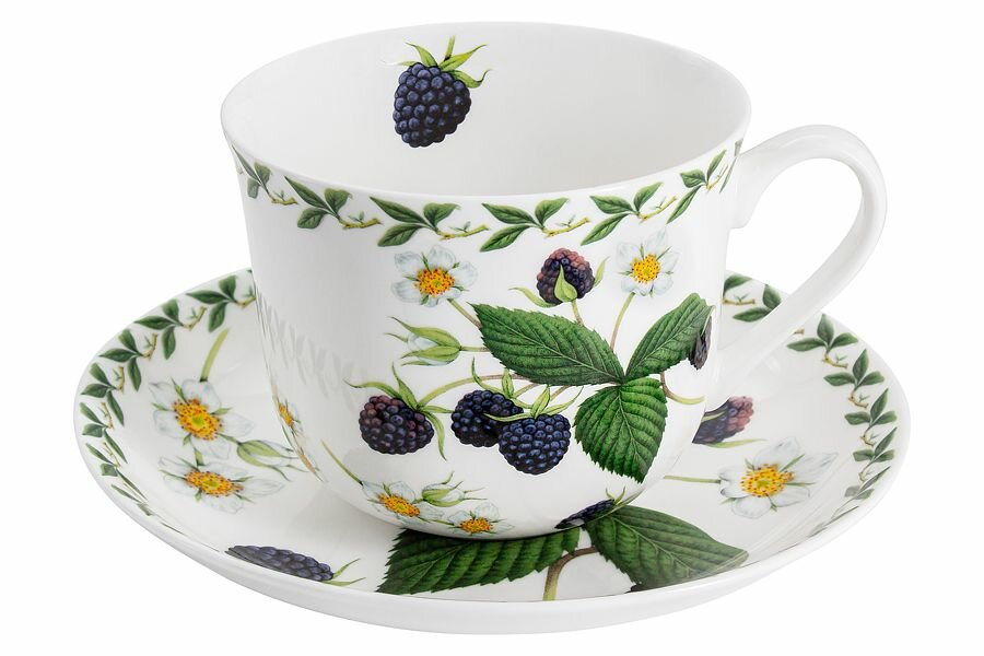 Чайная пара Maxwell & Williams Фруктовый сад, набор для чаепития на 1 персону: чашка 480 мл, блюдце из фарфора, для чая и кофе, подарочная