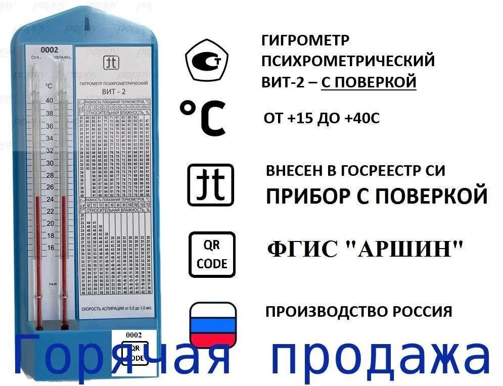 Гигрометр ВИТ-2 с поверкой