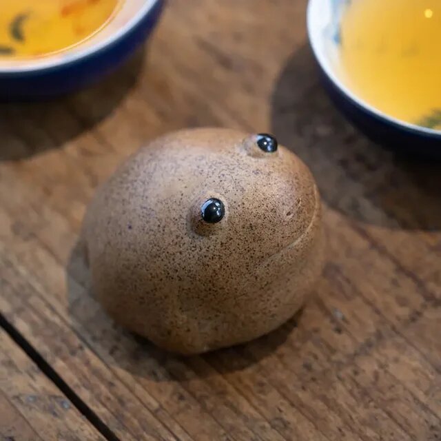 Чайный сервиз «Счастливая лягушка» 5 см, грубая керамика, ручная работа, китайское животное, милый современный стиль, декор для дома.