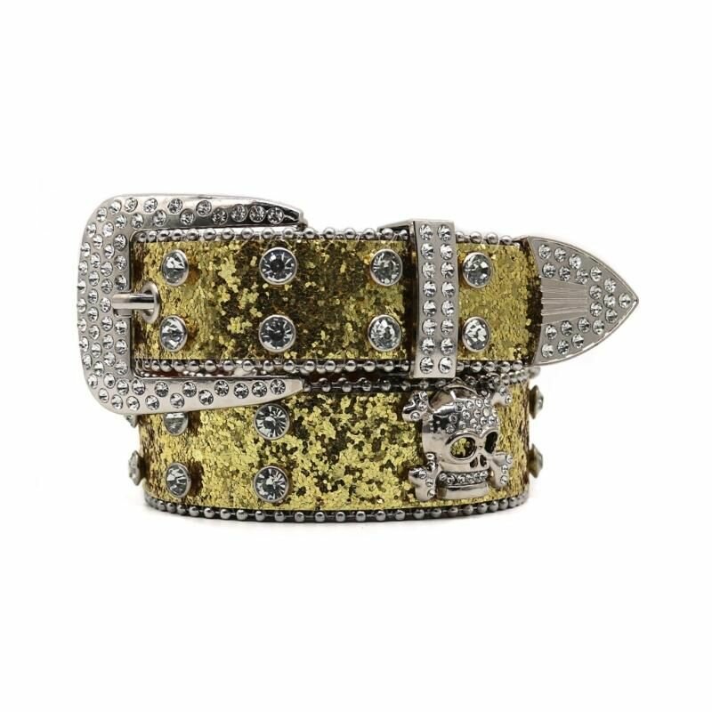 Джинсовый пояс-брошь с камнями, большая желтая вспышка