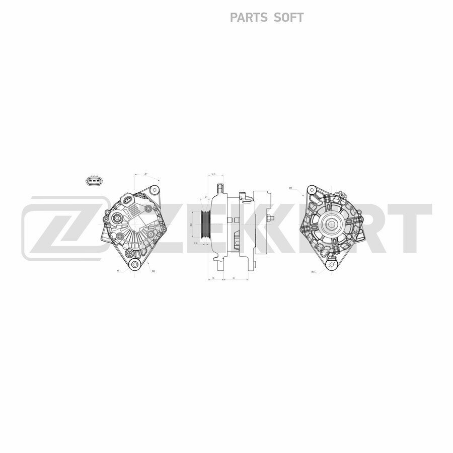 Генератор Hyundai Tucson 04- Elantra IV 06- Accent I II 94- i30 07- Kia Ceed 07- от официального дистрибьютора, ZEKKERT, артикул GE1047