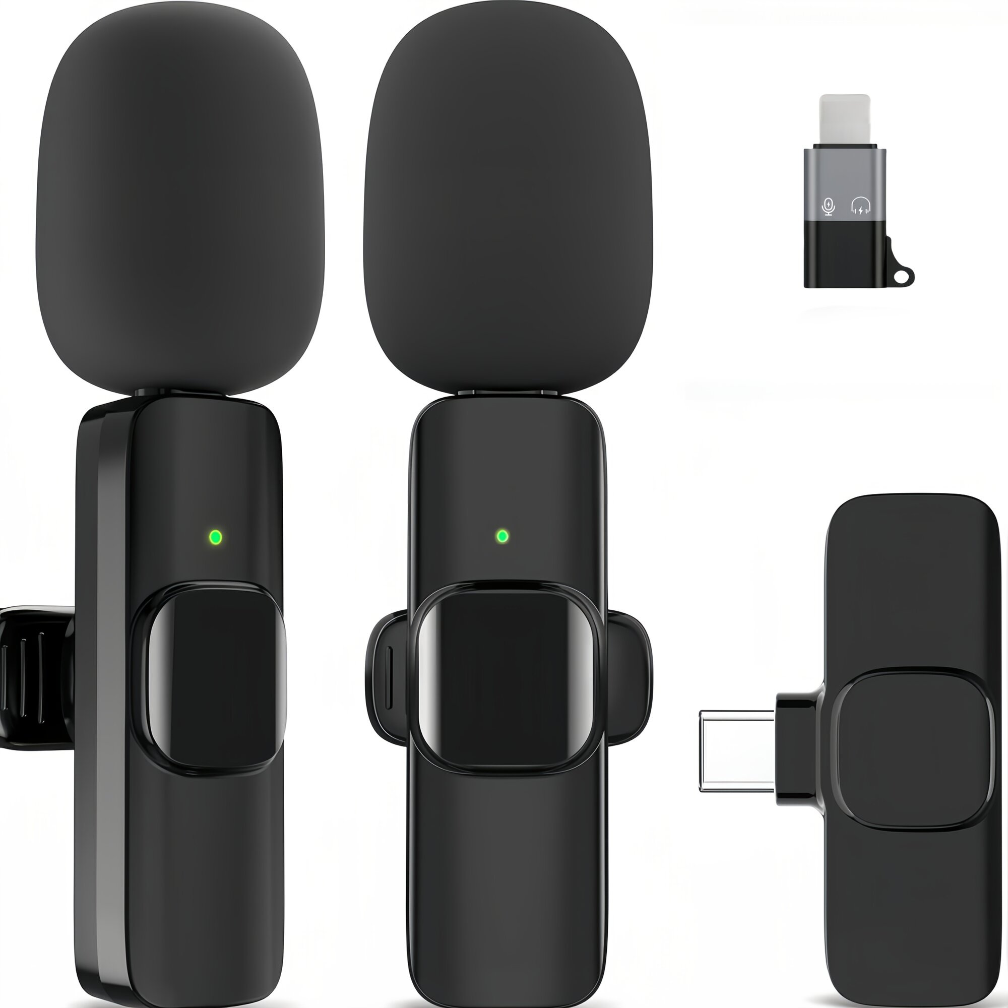Беспроводной мини-петличный микрофон USB-C с шумоподавлением, всенаправленный, для видеозаписи и стримов, аккумулятор, черный, 10S, 1 шт.