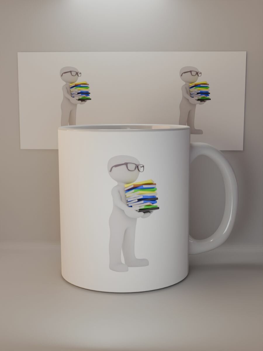 Кружка с 3D персонажем и книгами