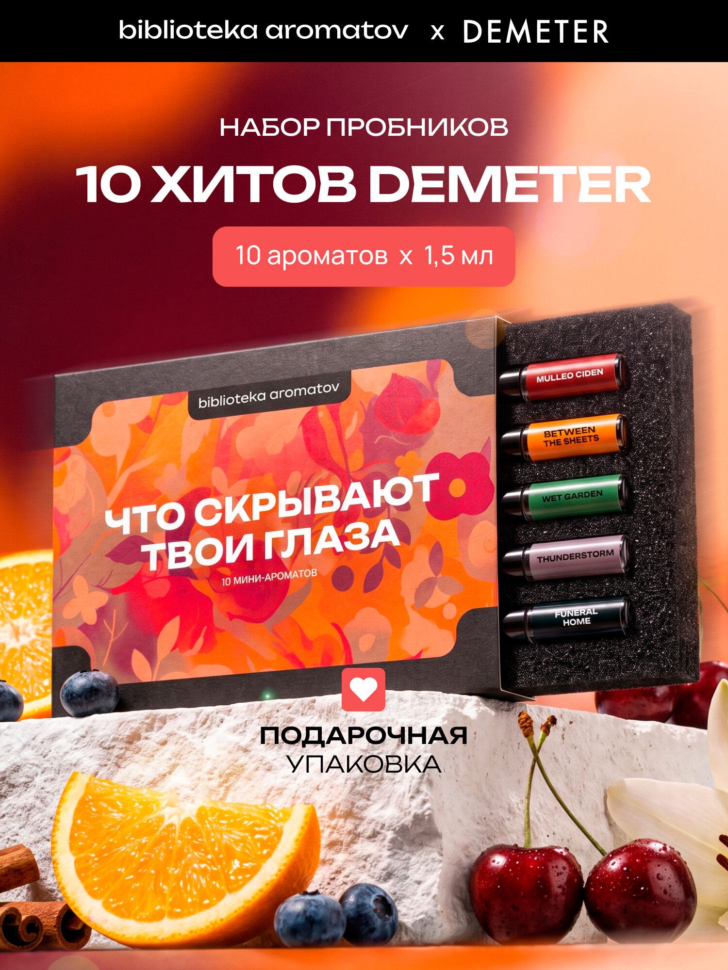 Библиотека ароматов "Что скрывают твои глаза" Парфюмерный набор 10 ароматов