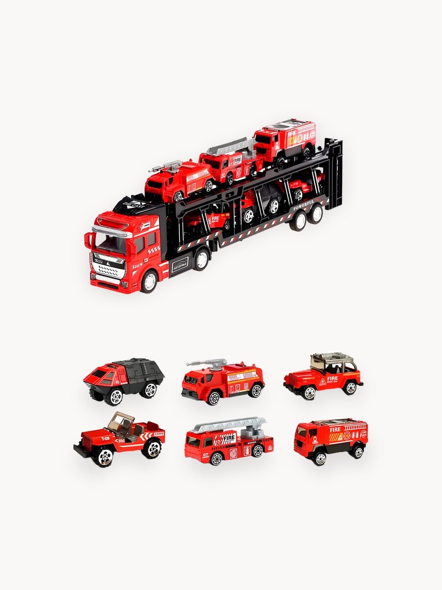 Автовоз с пожарными машинками TrendToys грузовик с машинками, 6 машинок