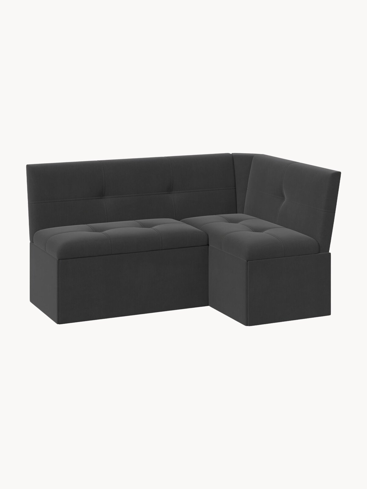 Кухонный уголок "Квадро 3" PRIME, угловой, с ящиком для хранения, L=149 см, велюр, цвет серый