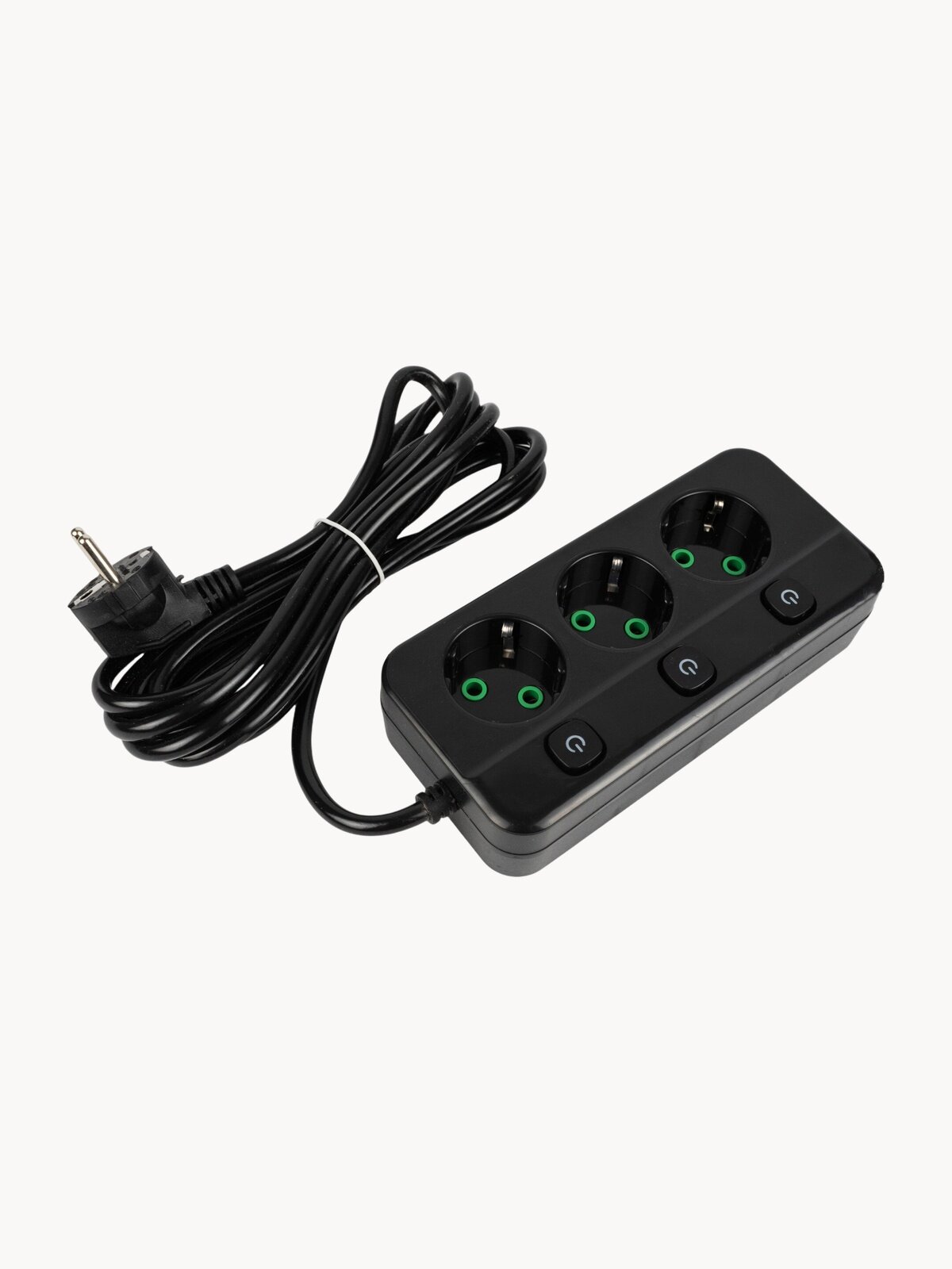 Удлинитель 3-местный с выключателями 3 м черный T-03-3M для подключения техники