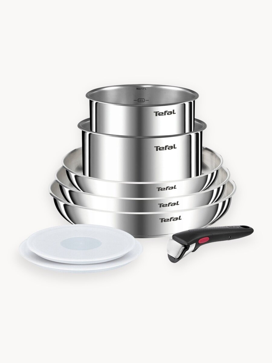 Набор из 8 кастрюль и сковородок Tefal Emotion, стальное покрытие индукция