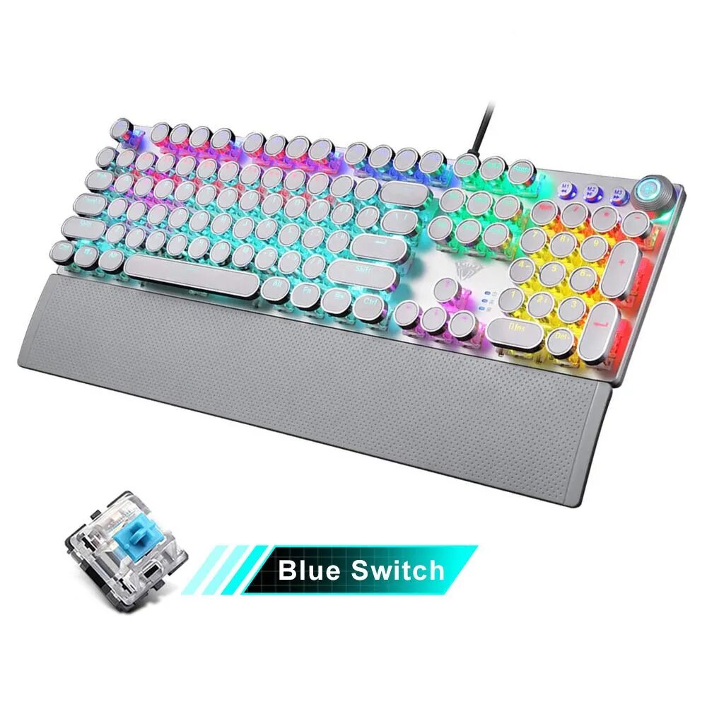 Cankypu Игровая механическая клавиатура F2088, белый, алюминиевый сплав+ABS