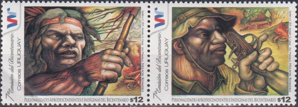 Почтовые марки Уругвай 2011г. "Африканское происхождение и коренные народы" Оружие MNH