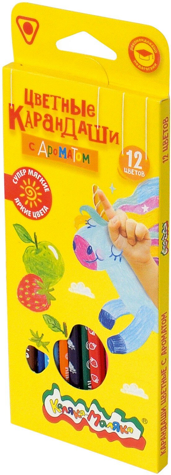 Карандаши цветные, трехгранные, с ароматом , 12 цветов (КТКМ12А)