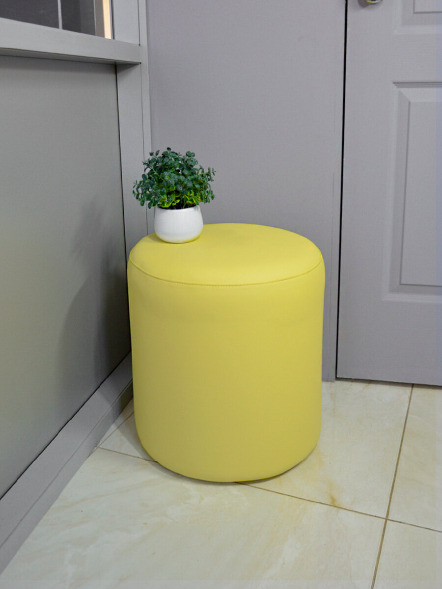 Прочный круглый пуфик для спальни 112, Искусственная кожа, 40х40х40 см.