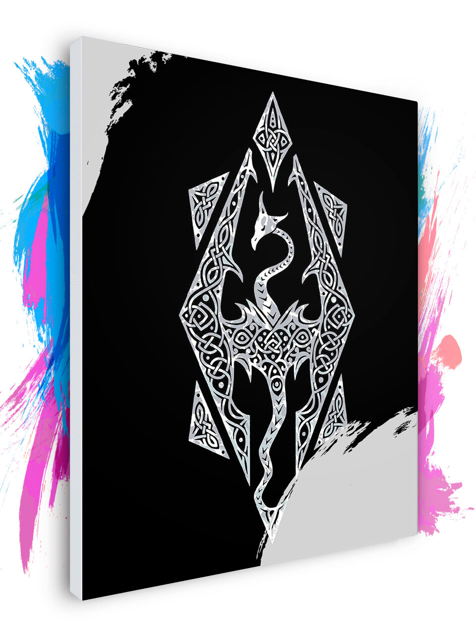 Картина по номерам на холсте Skyrim - BW Logo, 40 х 50 см