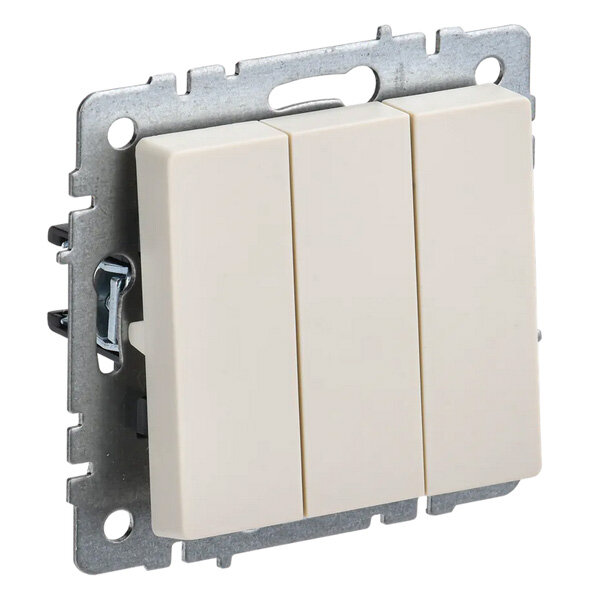 Выключатель встраиваемый трехклавишный IEK BRITE BR-V30-0-10-K10 ВС10-3-0-БрКр бежевый