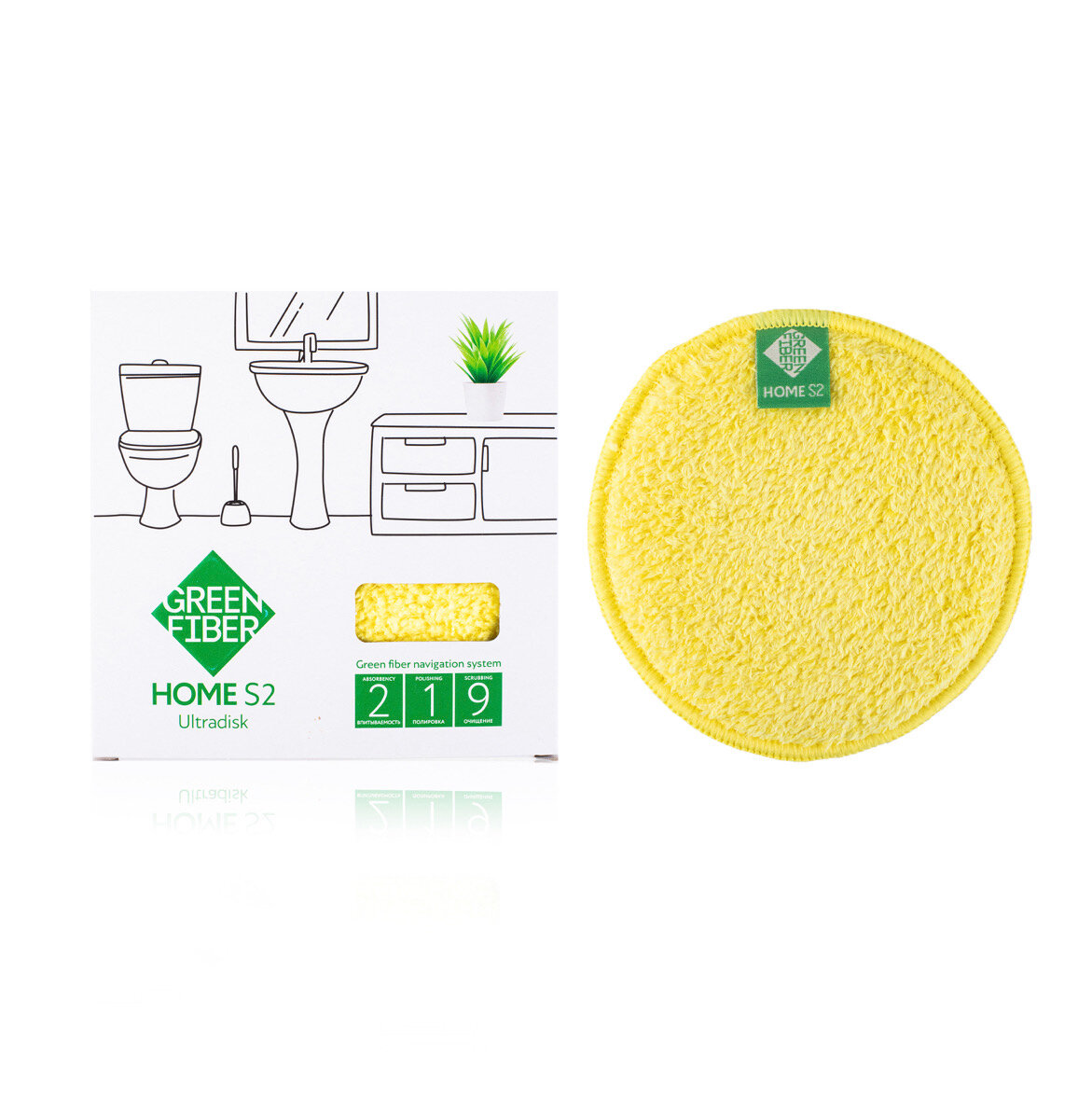 Диск Инволвер Green Fiber HOME S2, желтый GREEN FIBER Размеры: Ø12 см Цвет: Желтый. Для сильных загрязнений! GreenWay