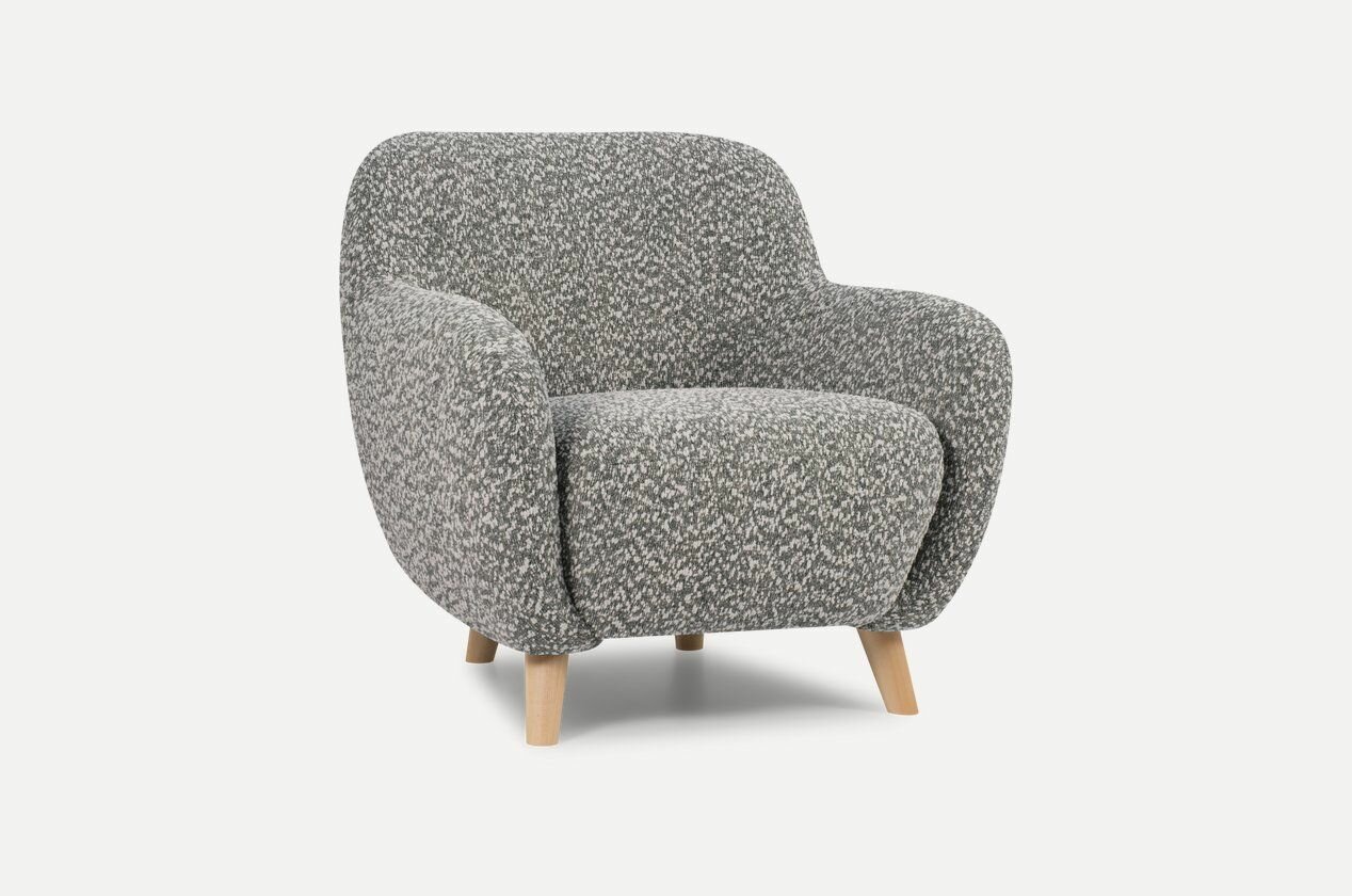 Кресло в гостиную мягкое Divan.ru Ансил Букле Штормовой, серое, букле, с подлокотниками