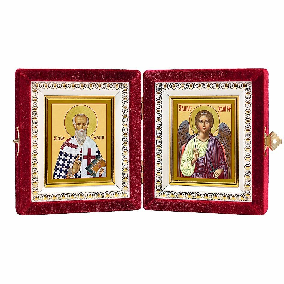 Складень именной "Священномученик Евгений Херсонесский - Ангел Хранитель", размер ликов 6*7,5 см