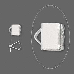 Концевики, 7х6мм (ширина 6мм), зажимы для ленты, гладкие, базовый материал - латунь, посеребренные, пара