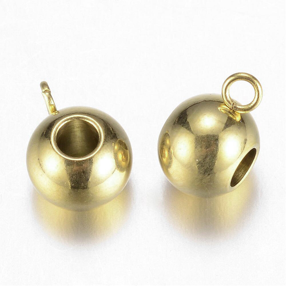Держатель, 11х8х6.5мм, шарик гладкий, базовый материал - нержавеющая сталь, золотистого цвета, 2 шт.