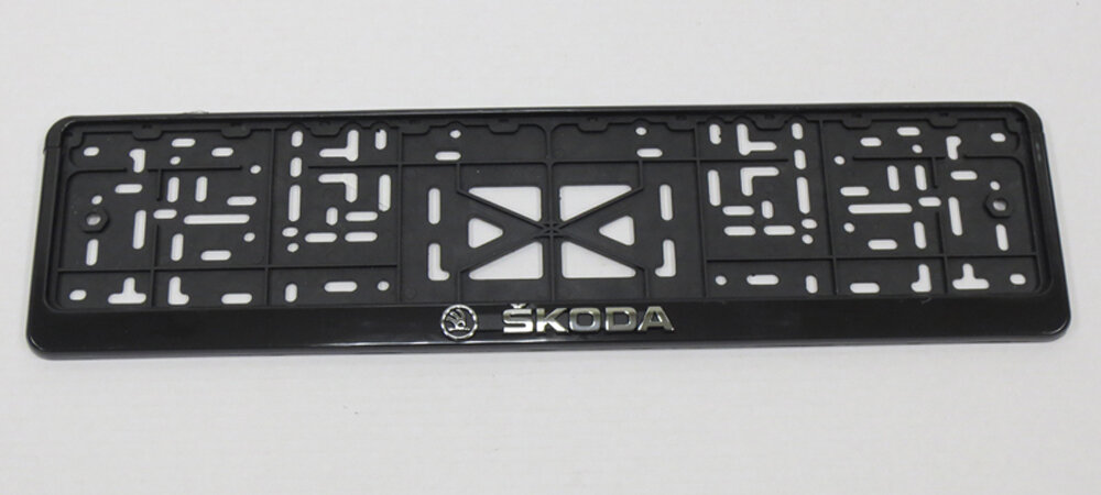 Рамка для ГОС. номерного знака пластик рельеф (стандарт) "SKODA" (112/1-STD-SK)