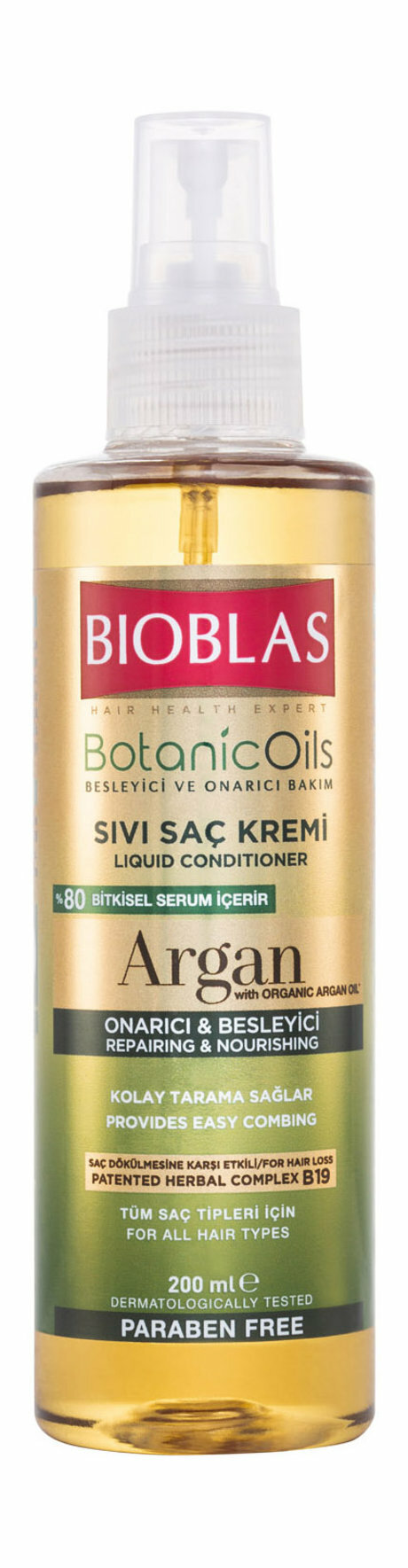 Bioblas Botanic Oils Argan Oil Liquid Hair Conditioner, Несмываемый кондиционер против выпадения волос с аргановым маслом, 200мл