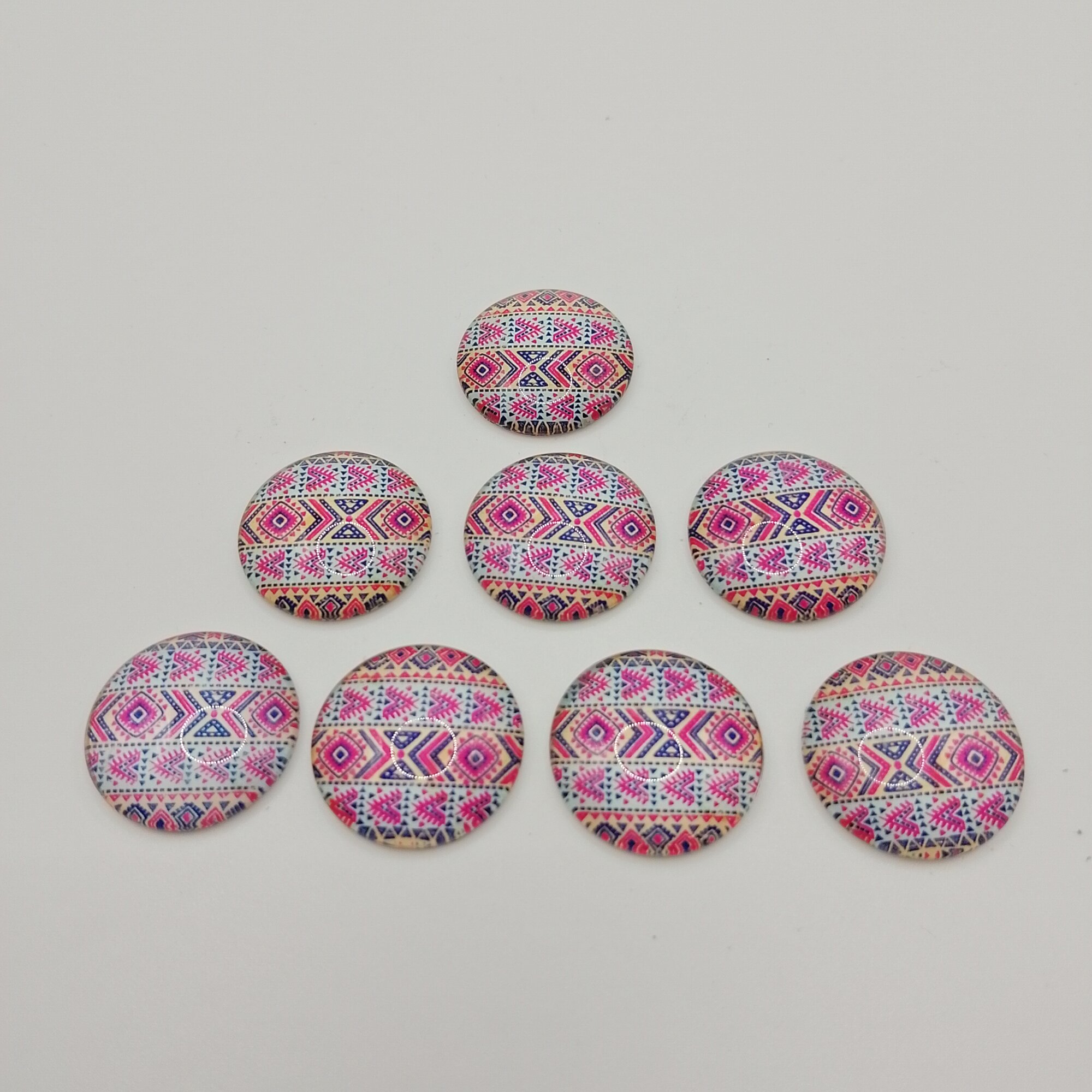 Кабошоны-фишки (стекло) 25мм узор (8шт) 1860-11435а