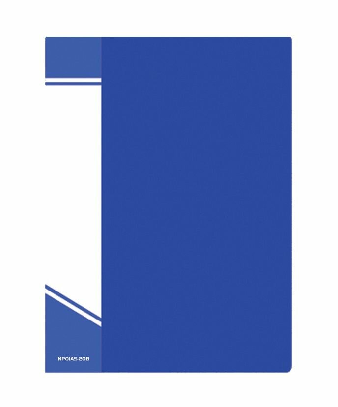 InФормат Папка с файлами А5 20 файлов, пластик 550 мкм, с карманом для маркировки, синяя, 1 шт.