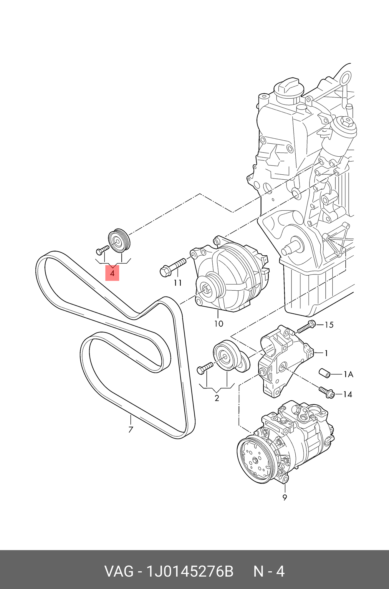 Ролик обводной SKODA Rapid VAG 1J0145276B