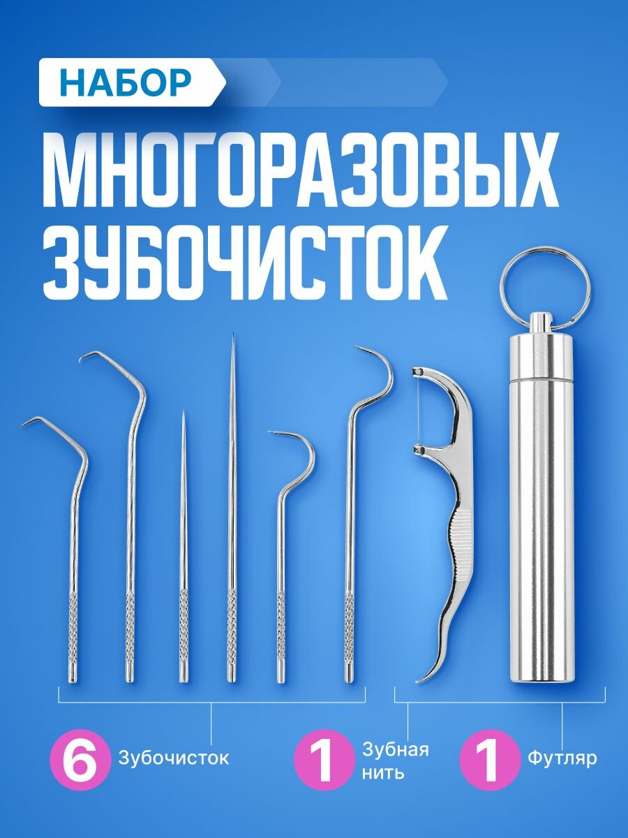 Набор многоразовых карманных зубочисток