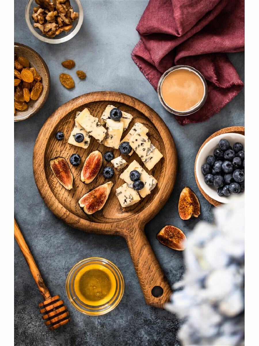 Тарелка сервировочная, круглая тарелка для подачи, деревянное блюдо