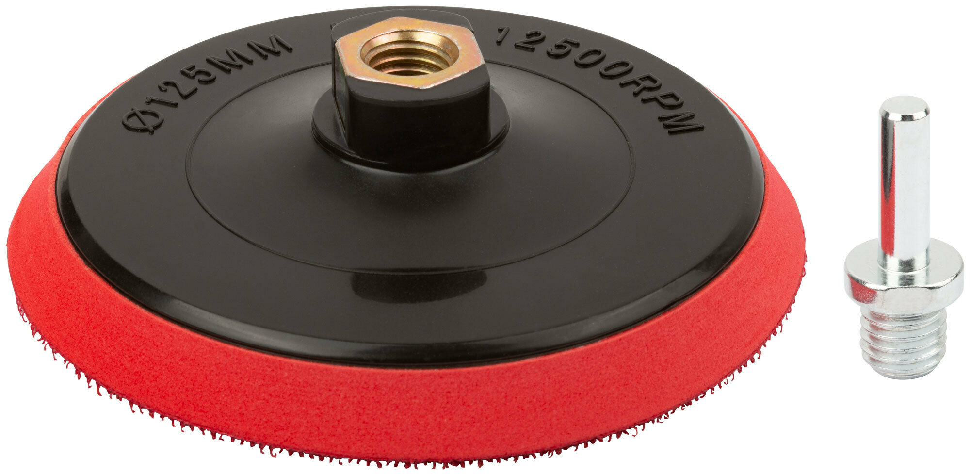 Диск шлифовальный/ круг полировальный с липучкой, гайка М14 + переходник для дрели, FIT , 125x10 мм