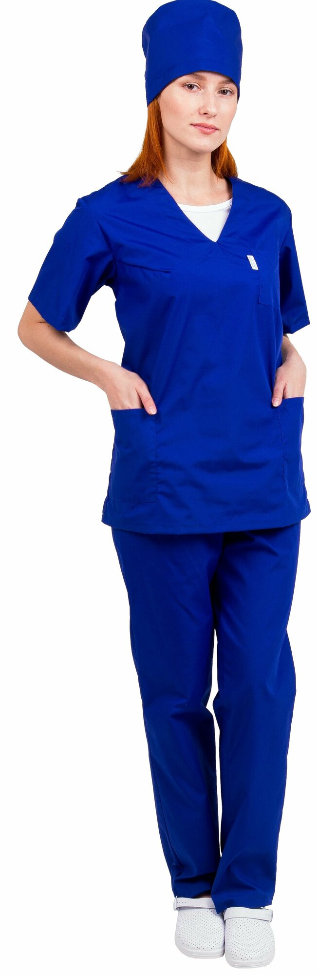 Костюм медицинский женский КСХ11, костюм хирурга 158-164/60-62 васильковый
