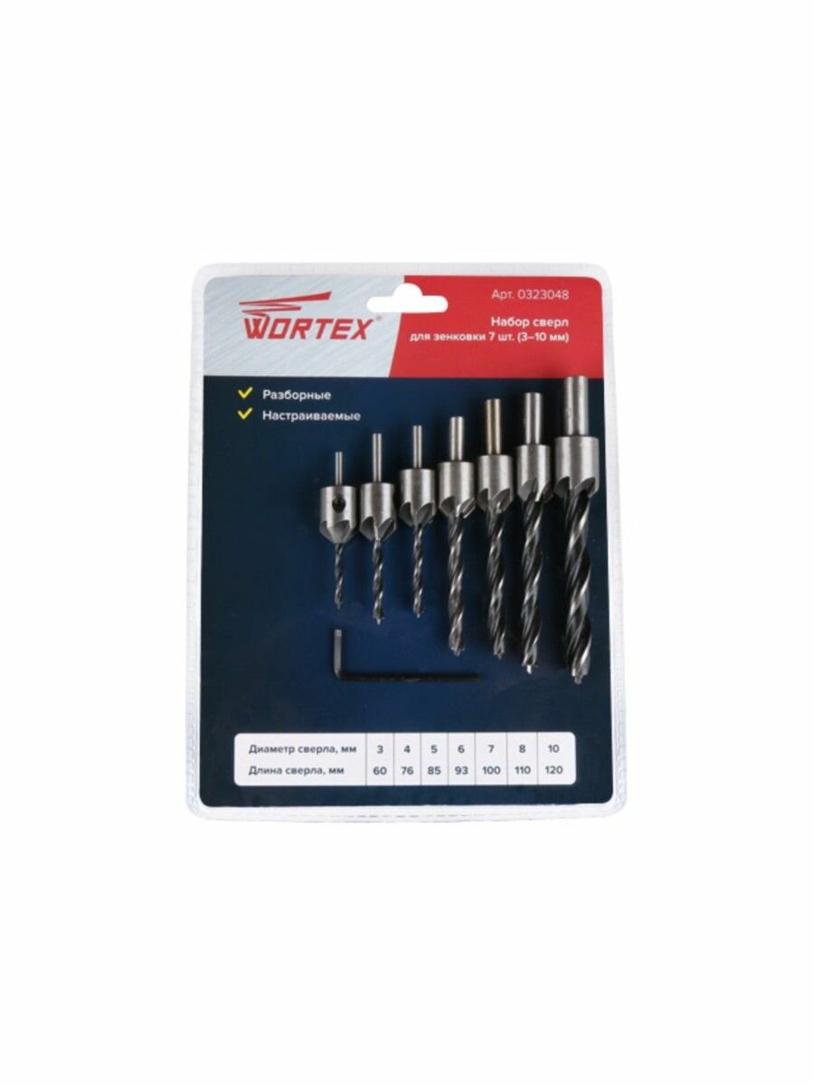 WORTEX Набор сверл для зенковки 7 шт. 0323048