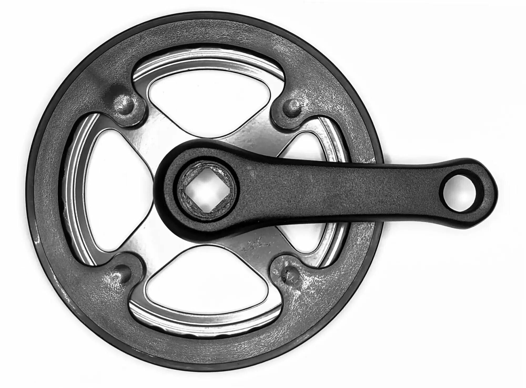 Система шатунов 1ск. 28T Lunfeng SPB4B-MB, 90мм, 28T 1/2х1/8 сталь. зв/ал. шатуны, ромб черн. д/Shulz