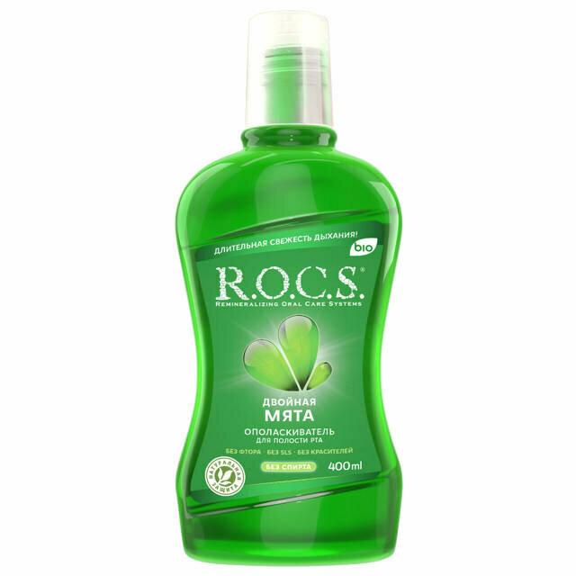 R.O.C.S. Ополаскиватель для полости рта Двойная мята 400 мл защита зубов и десен