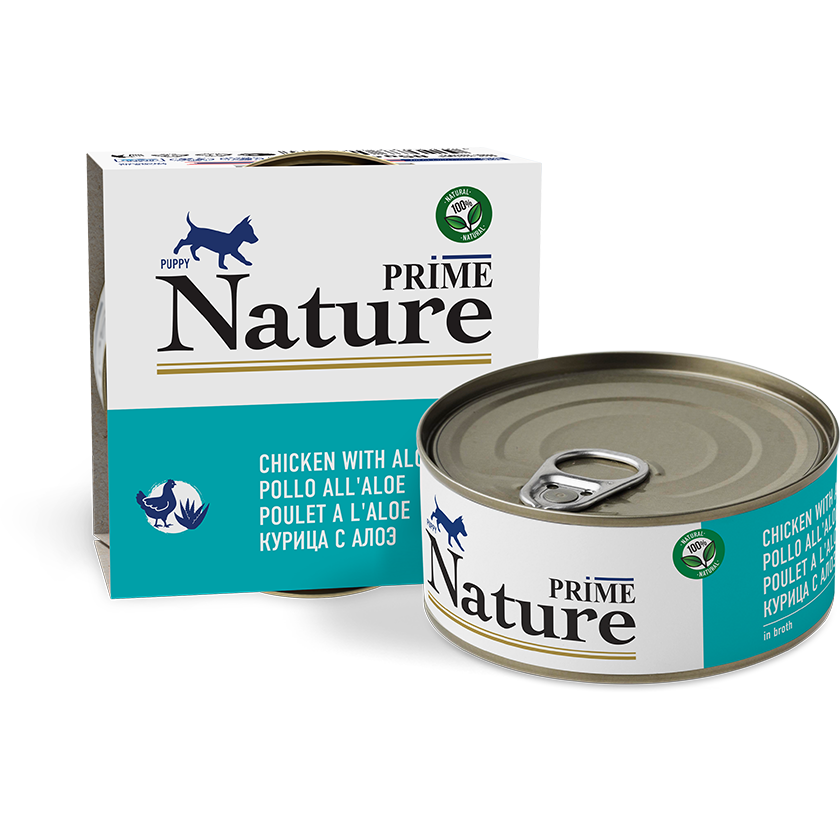PRIME NATURE Консервы для щенков Курица с алоэ в бульоне ж/б 150 гр 137.6.7001