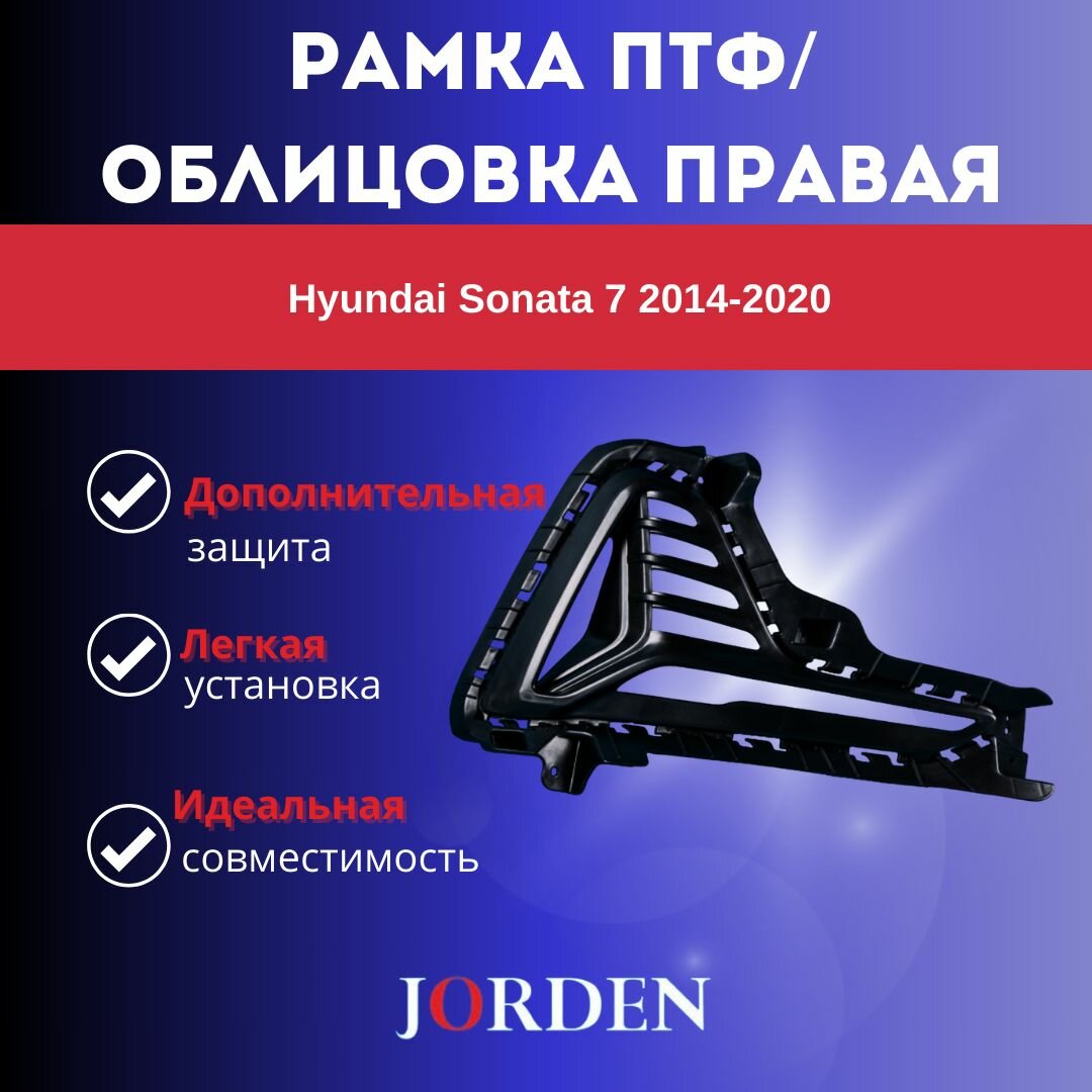 Рамка ПТФ облицовка противотуманной фары правая светодиодная LED авто Hyundai Sonata 7 2014-2020 Хендай Соната 86522C1AB0