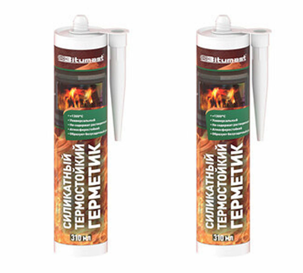 Герметик силикатный термостойкий Bitumast черный 310 мл (2 шт.)