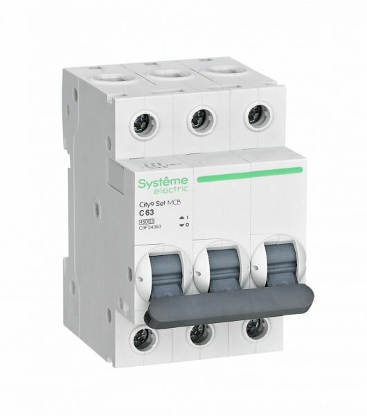6шт. Systeme Electric City9 Set Автоматический выключатель (АВ) С 63А 3P 4.5kA 400В C9F34363