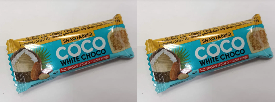 Батончик Snaq Fabriq COCO WHITE CHOCO, глазированный с начинкой кокосово-миндальный десерт, с высоким содержанием клетчатки, 40 гр, 2 шт