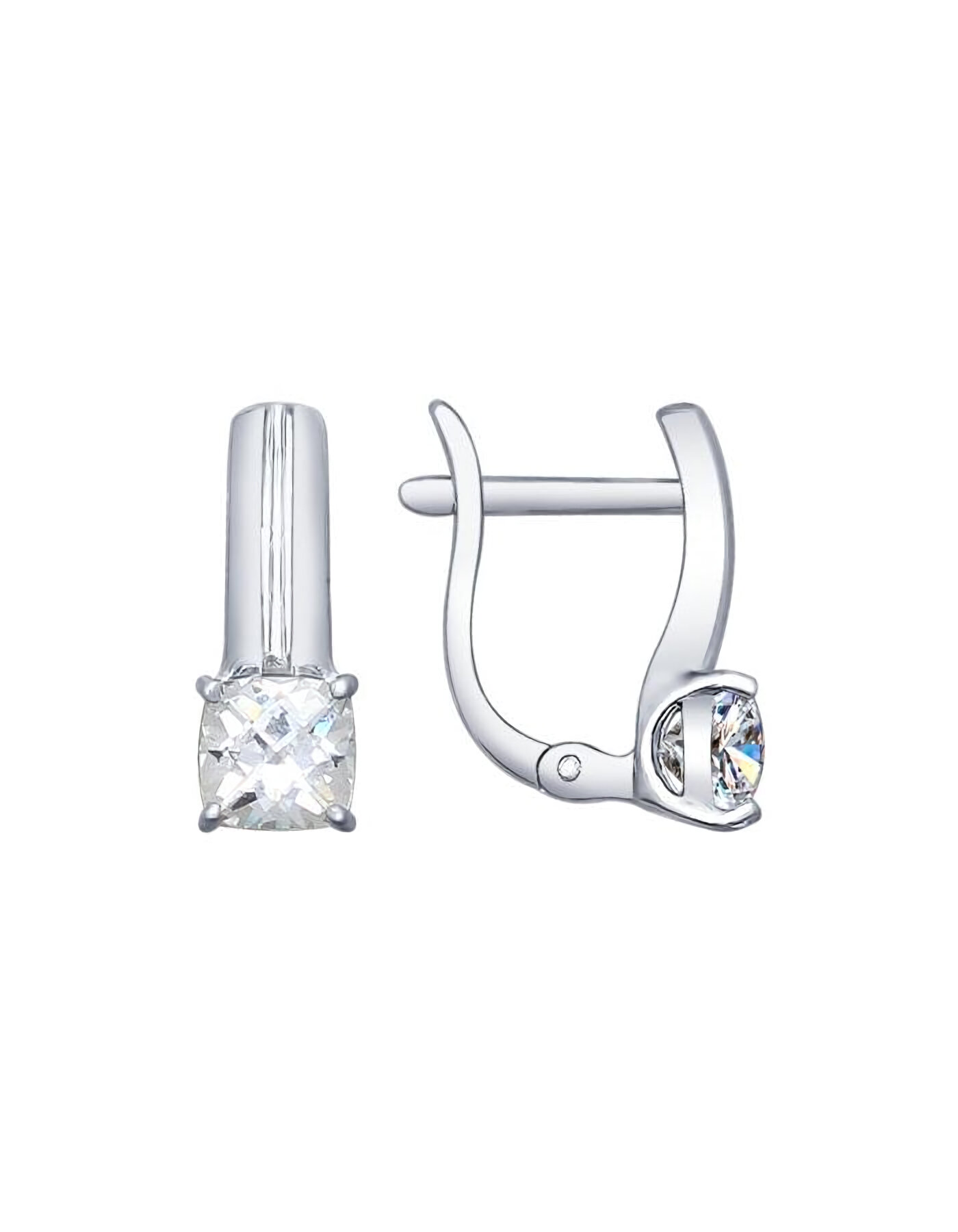 Серьги, серебро, 925 проба, родирование, кристаллы Swarovski