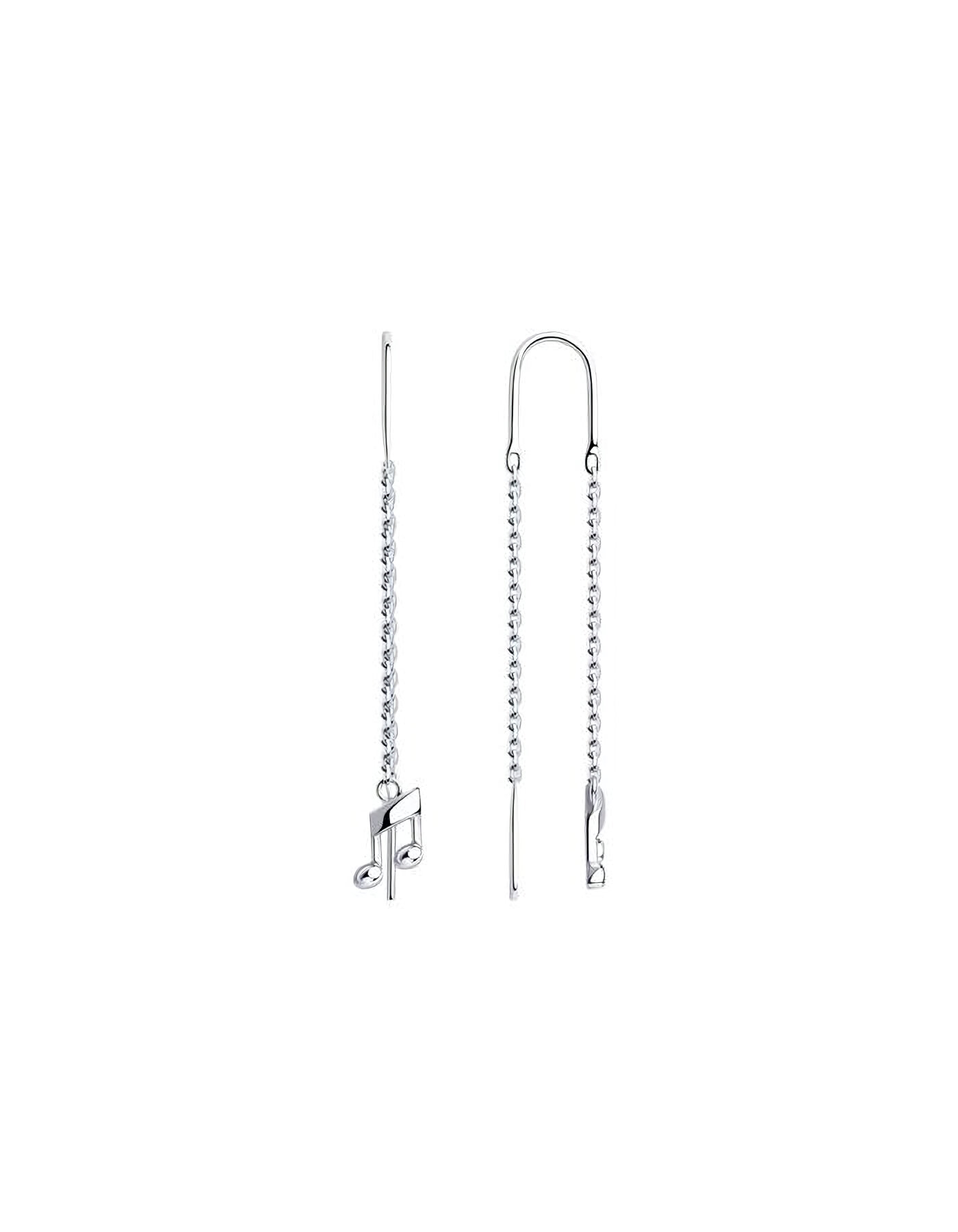 Серьги цепочки, серебро, 925 проба, родирование
