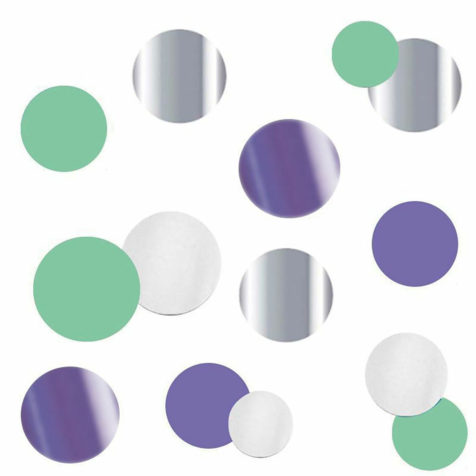 Конфетти "Круги Микс" Лавандовые фольгированные, бумажные / 25 мм / 30 г.