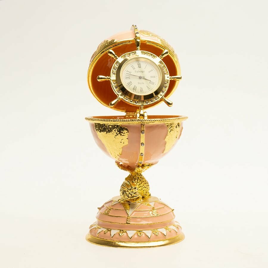 Шкатулка "Глобус с часами" в стиле "Фаберже"