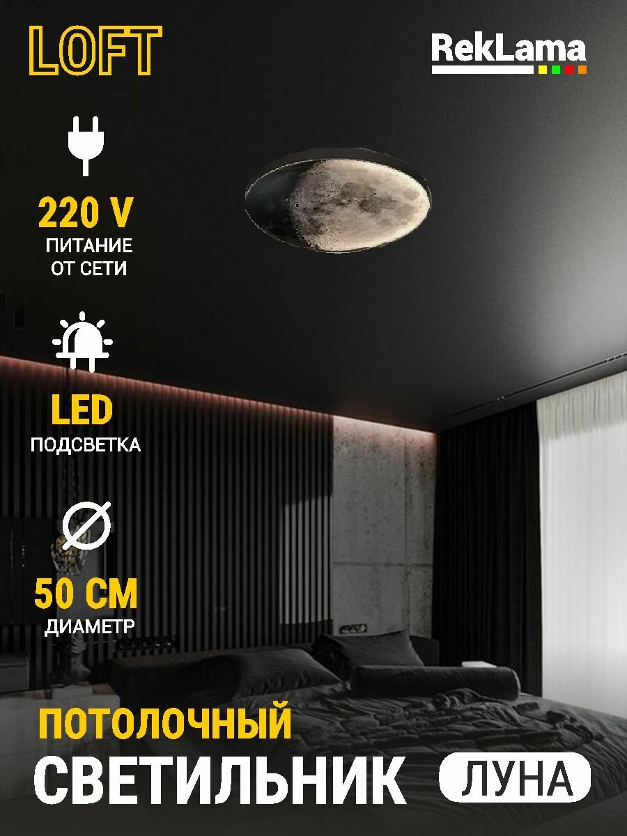 Люстра потолочная луна, 500х500 мм, 6K, 1 шт