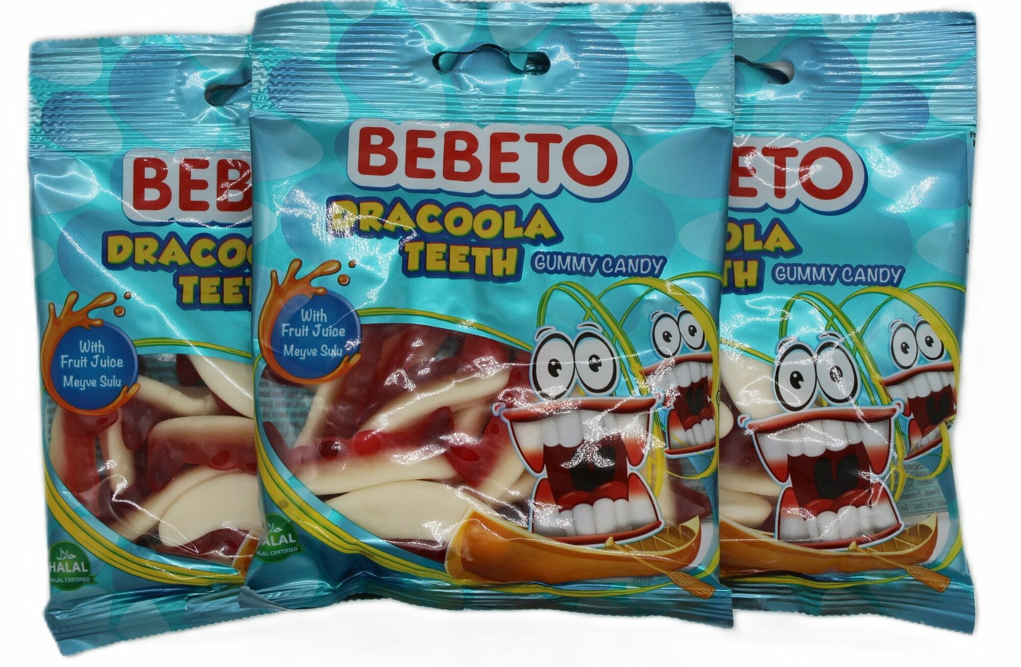Мармелад Bebeto "Dracoola Teeth", жевательный, клубника-ваниль, 80г*12шт
